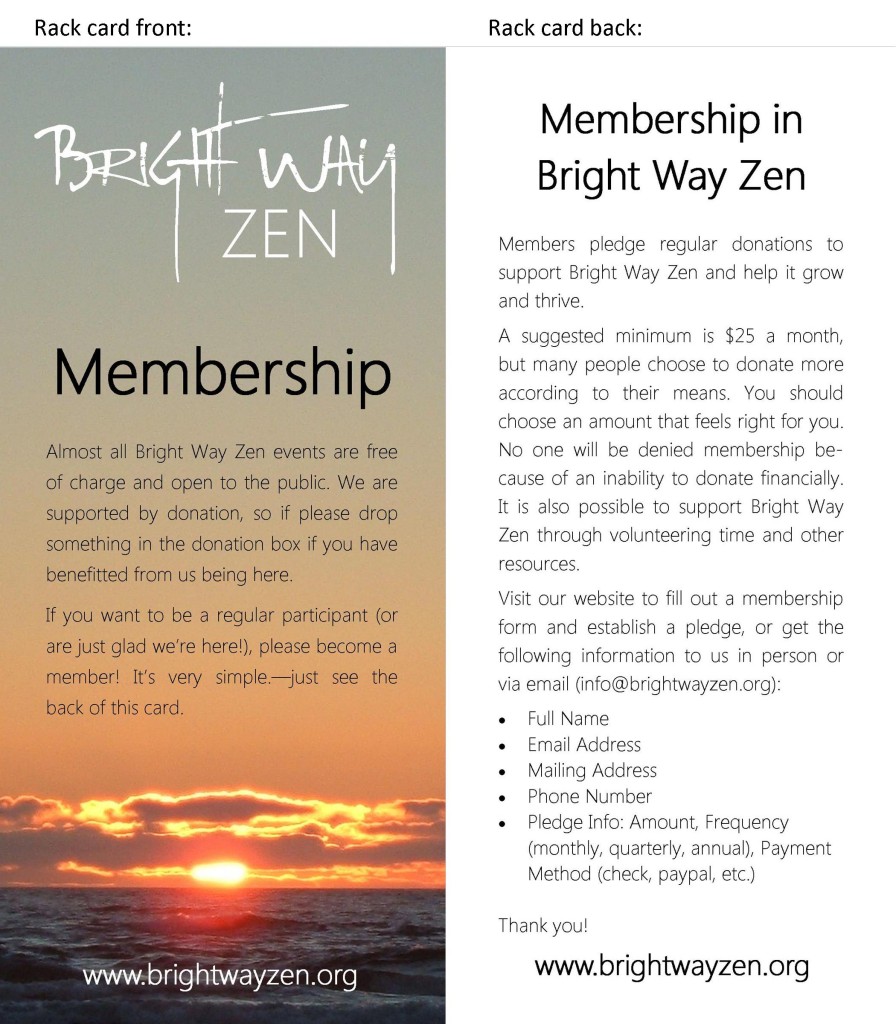 Rack Card Front and Back - Bright Way Zen